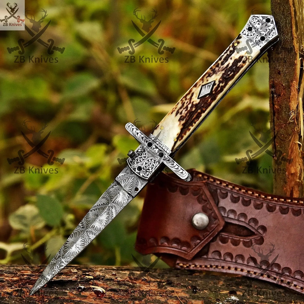 Best Damascus Steel Switchblade Knives – Precision & Style – ZB Knives ...