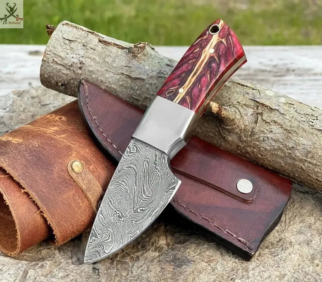 The Skinner's Dream - 6" Full Tang Damascus Knife Skin Specialist w/ S ...